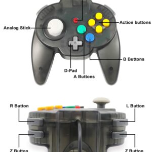 Warrior 64 Wired Controller for Original Nintendo 64 N64 Console (Black)