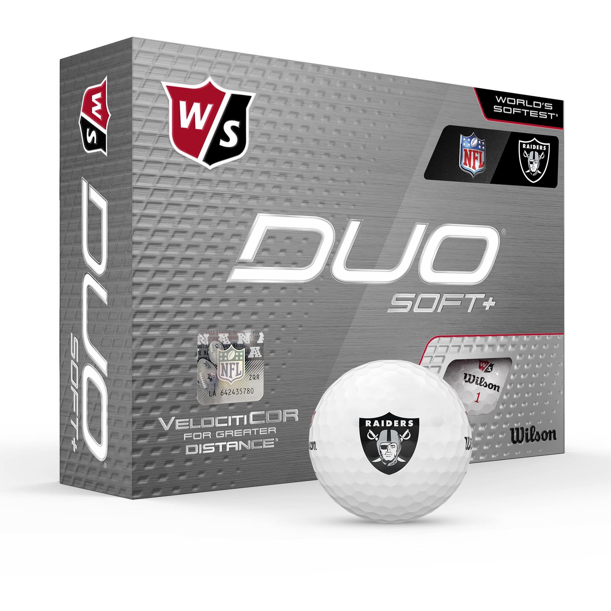 WILSON Duo Soft+ NFL Golf Balls (1 Dozen)-Oakland,White