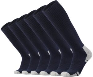 ortis cotton full cushion over the calf socks otc knee high thick moisture wicking breathable work boot thermal warm(navyblue xl)