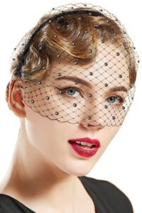 babeyond 1920s flapper fascinator mesh veil headband bridal wedding tea party fascinator veil for women