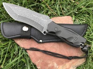 tactical gearz tg targ st, 9.5" straight hunting knife w/sheath! solid 440c stainless steel acid etched scimitar blade! full tang w/black g10 slab handle!