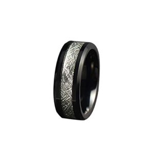 daesar tungsten ring black engagement ring 8mm meteorite black silver ring size 7