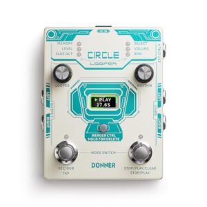 donner circle looper pedal drum machine, 2 in 1 drum looper stereo guitar loop pedals, 40 slots 160 mins loop with 110 drum grooves, tap tempo, fade out