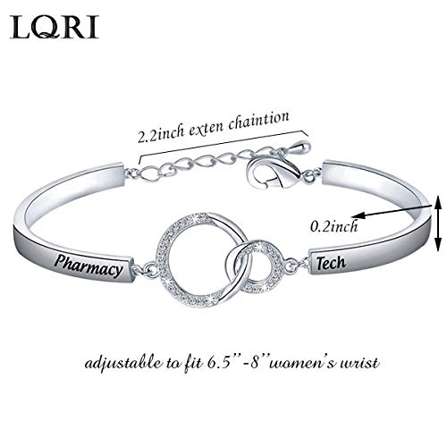 LQRI Pharmacy Tech Pharmacy Technician Bracelet Rx Jewelry Gift Pharmacist Gift Pharmacy Pharmacist Graduation Gift For Women (silver-Pharmacy Tech)