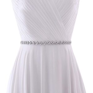 hongmei womens rhinestone thin bridal wedding handmade sash bride bridesmaid belt dress, white, one size