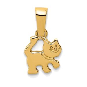 14k yellow gold kitten pendant