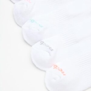 Reebok Women's No Show Athletic Breathable Low Cut Cushioned Socks (12 Pack), Size 4-10, Bright White Logo