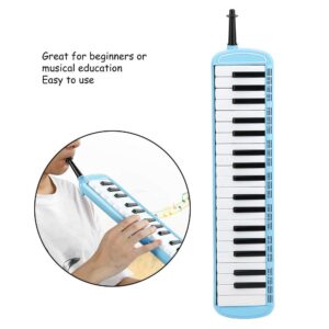 37 Keys Piano- Melodica Long Tube Melodica with Key Stickers Double Mouthpieces Tubes Carrying Bag for Kids Beginners Adults Gift (Blue)