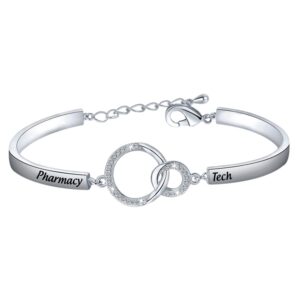 lqri pharmacy tech pharmacy technician bracelet rx jewelry gift pharmacist gift pharmacy pharmacist graduation gift for women (silver-pharmacy tech)