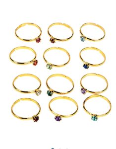 melodys gift depot girls birthstone ring jewelry set-choose month get 3 crystal adjustable rings boxed (apr)