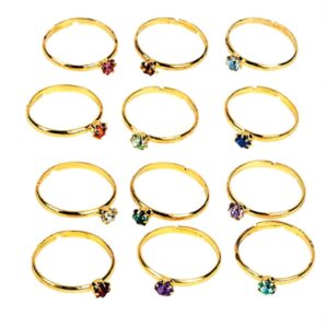 Melodys Gift Depot Girls Birthstone Ring Jewelry Set-Choose Month Get 3 Crystal Adjustable Rings Boxed (APR)