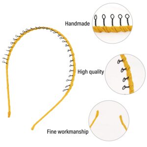 Framendino, 10 Pack Ribbon Wrapped Metal Headbands with Teeth Comb Hair Hoop Hairband for Women Girls