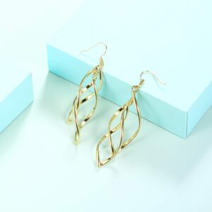 18K Gold Plated Earrings For Women Hypoallergenic Gold Earrings Gold Statement Earrings for Women Trendy Fashion Gold Jewelry Gifts Above 12 Years Old（Gold）