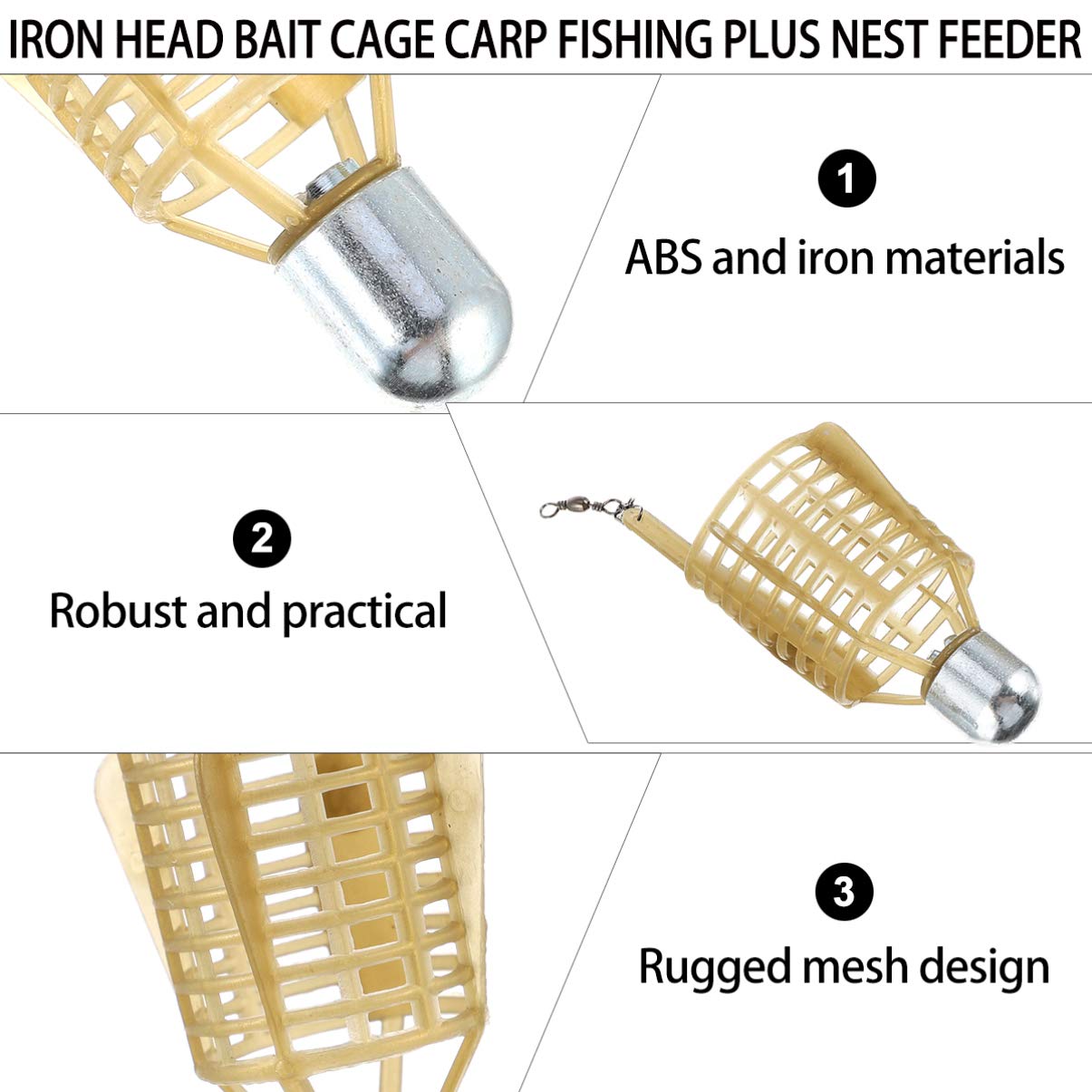 BESPORTBLE 4pcs Fishing Bait Cage Iron Head Bait Cage Crawdad Fishing Lures Fishing Feeder Basket Minnow Bucket Carp Feeder Holder Fishing Basket Fishing Bait Fishing Cage to Feed