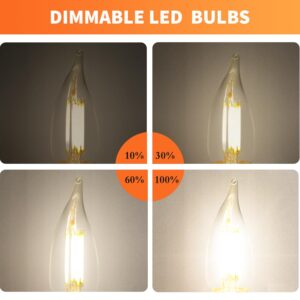 ALAMPEVER LED Candelabra Bulbs, Dimmable CA11 E12 LED Chandelier Light Bulbs, 2700K Soft White, 4W (40W Equivalent), 450LM, 12 Pack