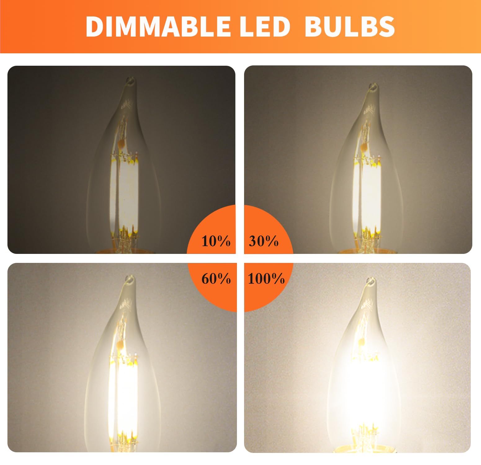 ALAMPEVER LED Candelabra Bulbs, Dimmable CA11 E12 LED Chandelier Light Bulbs, 2700K Soft White, 4W (40W Equivalent), 450LM, 12 Pack