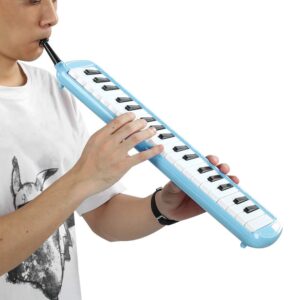 37 Keys Piano- Melodica Long Tube Melodica with Key Stickers Double Mouthpieces Tubes Carrying Bag for Kids Beginners Adults Gift (Blue)