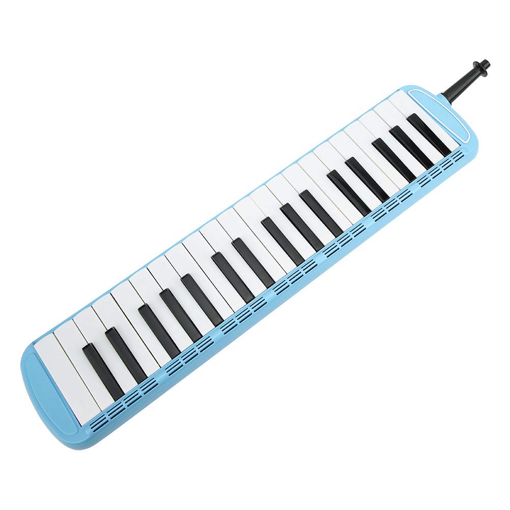 37 Keys Piano- Melodica Long Tube Melodica with Key Stickers Double Mouthpieces Tubes Carrying Bag for Kids Beginners Adults Gift (Blue)