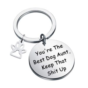 feelmem auntie gift dog aunt gift you're the best dog aunt keep that shit up keychain dog mom and aunt life gift for special aunt sister gift (best dog aunt)