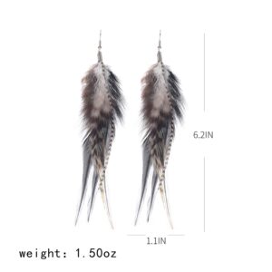 lureme Bohemian Multicolor Pheasant Feathers Dangle Earrings Handmade Natural Feather Earrings (er006314-6)