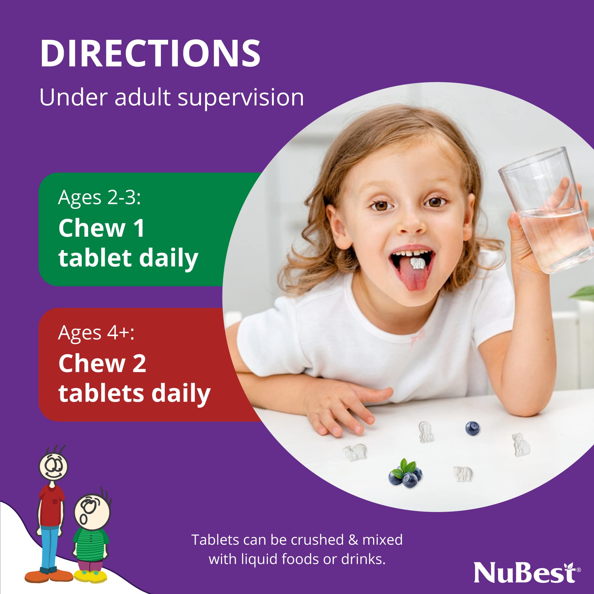 NuBest Tall Kids - Toddlers Vitamins and Kids Vitamins for Age 2 to 9 - Healthy Height Growth & Height Booster with Multivitamins & Minerals for Kids Ages 2 to 9 | 90 Chewable Tablets | 6 Pack