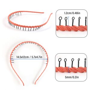 Framendino, 10 Pack Ribbon Wrapped Metal Headbands with Teeth Comb Hair Hoop Hairband for Women Girls