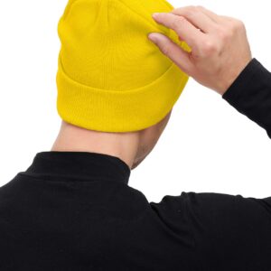 Century Star Beanie For Men Women Black Beanie Hat Soft Winter Beanies Cuff Beanie Skull Caps Knit Hats 1Pc Yellow One Size