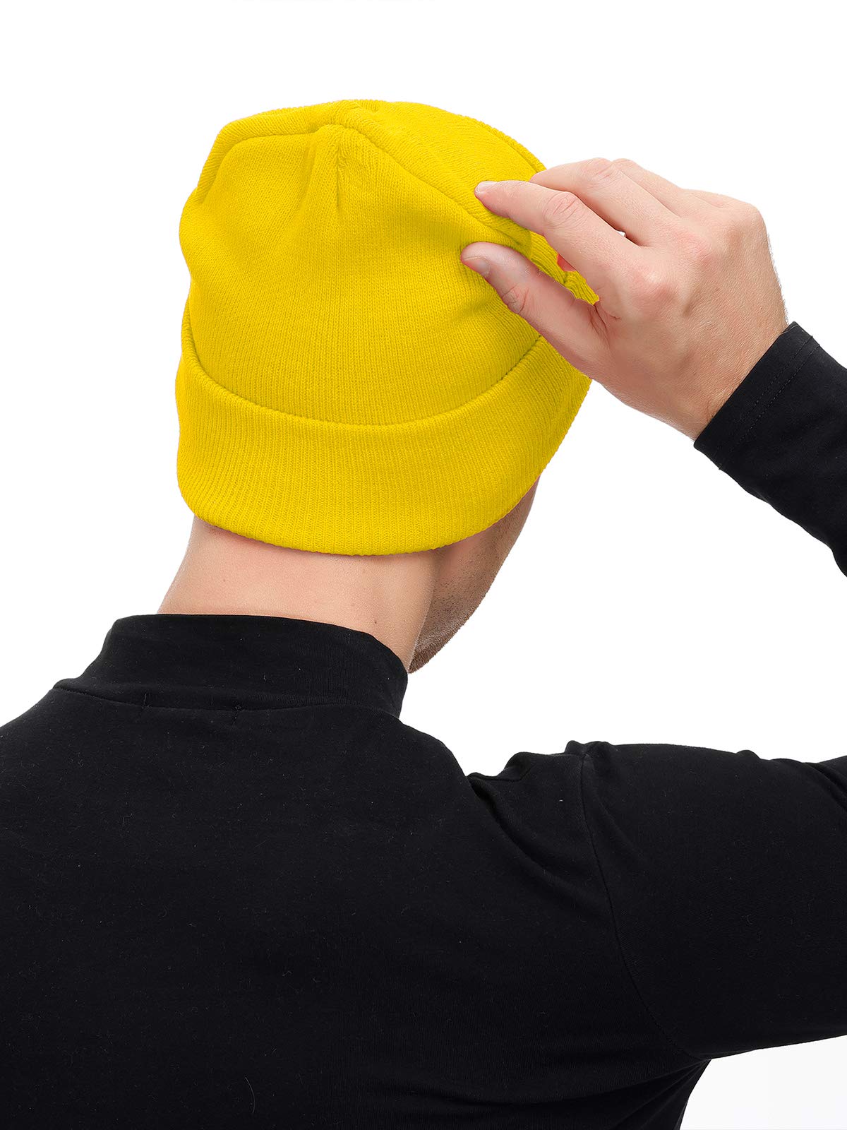 Century Star Beanie For Men Women Black Beanie Hat Soft Winter Beanies Cuff Beanie Skull Caps Knit Hats 1Pc Yellow One Size