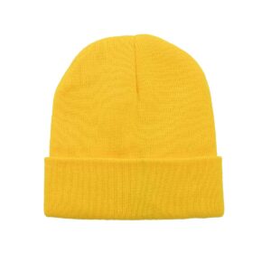 Century Star Beanie For Men Women Black Beanie Hat Soft Winter Beanies Cuff Beanie Skull Caps Knit Hats 1Pc Yellow One Size