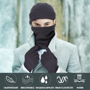 9 Pieces Mens Hat Neck Warmer and Gloves Set Thermal Fleece Beanies Scarves Gloves for Man Winter Warm Supplies(Multiple Color)