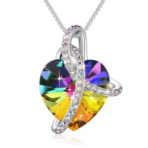 plato h heart pendant necklace, infinity wrap crystal charm, elegant gift for women, perfect for birthdays, anniversaries, valentine's day