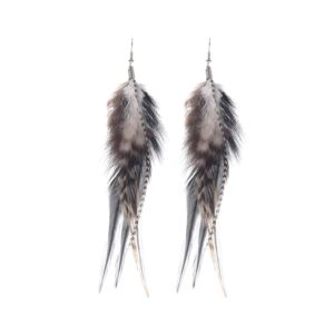 lureme Bohemian Multicolor Pheasant Feathers Dangle Earrings Handmade Natural Feather Earrings (er006314-6)