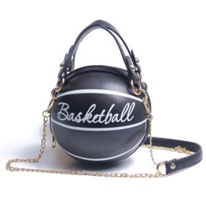 sukutu basketball shaped crossbody bag purse women messenger tote handbag mini pu round shoulder bag for girls