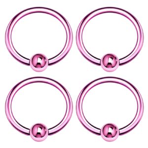 4pcs anodized pink bcr earrings 14g 1.6mm 3/8 10mm 4mm ball cartilage tragus septum earrings eyebrow piercing jewelry 7705