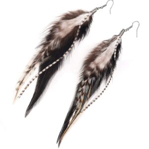 lureme bohemian multicolor pheasant feathers dangle earrings handmade natural feather earrings (er006314-6)