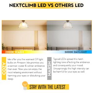 NextClimb 2200K G9 LED Bulb - The Warmest G9 LED Bulb Dimmable on Amazon - G9 Bulb Base - Low Consumption (3W) - 120V AC - Dimmable LED Light Bulbs (3-Pack, Warm)