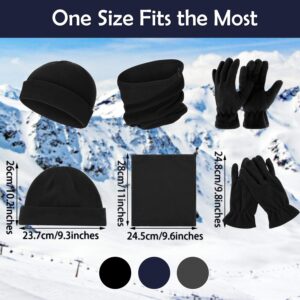 9 Pieces Mens Hat Neck Warmer and Gloves Set Thermal Fleece Beanies Scarves Gloves for Man Winter Warm Supplies(Multiple Color)