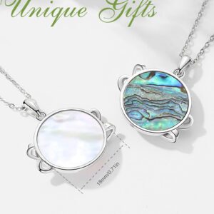 INFUSEU Abalone Moon Star Necklace Sterling Silver Pendant Women Space Planet Celestial Jewelry for Teen Teenager Universe Galaxy Cute Graduation Gifts Astronomy Lovers