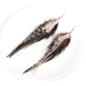 lureme Bohemian Multicolor Pheasant Feathers Dangle Earrings Handmade Natural Feather Earrings (er006314-6)