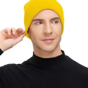 Century Star Beanie For Men Women Black Beanie Hat Soft Winter Beanies Cuff Beanie Skull Caps Knit Hats 1Pc Yellow One Size