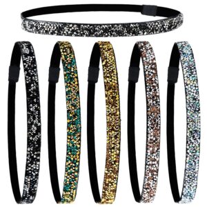 6 pieces glitter headband non-slip felt headband rhinestone headband women's fabric headband hairband for sports and yoga