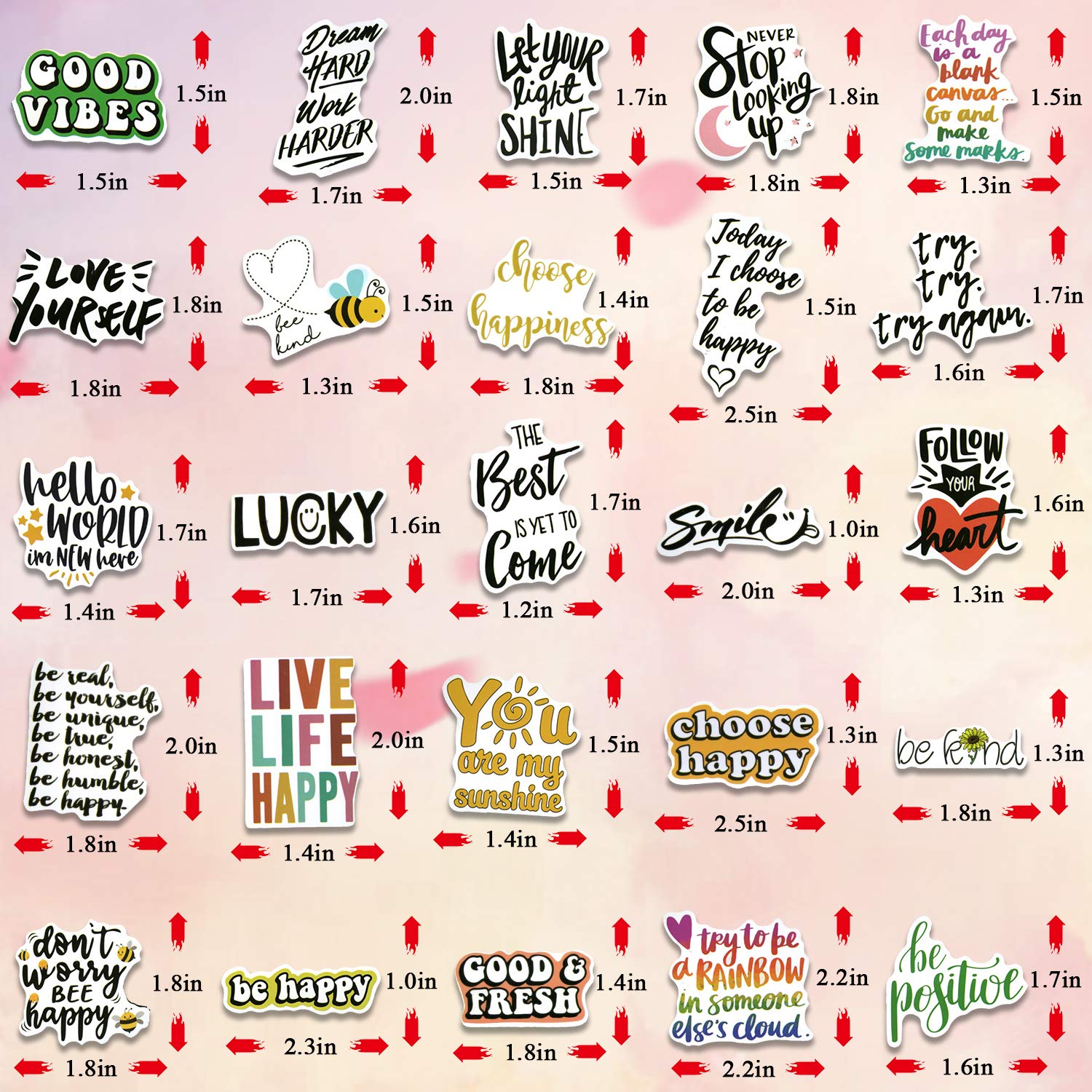 LIFEBE 50Pcs/Pack Inspirational Stickers for Water Bottles, Motivational Stickers for Teens, Students, Teachers, Employees, Vinyl Waterproof Durable Laptop Sticker Decals for Computer