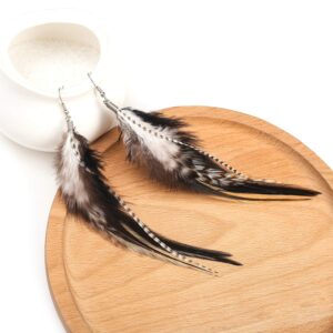 lureme Bohemian Multicolor Pheasant Feathers Dangle Earrings Handmade Natural Feather Earrings (er006314-6)