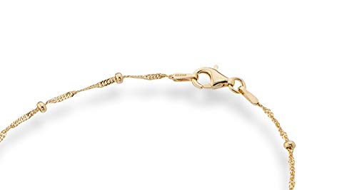 Miabella Italian 18K Gold Over Silver Italian Singapore Bead Chain Station Necklace for Women, Made in Italy (Length 18 Inch (women's average length))