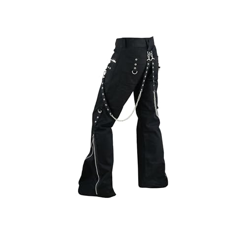 Women's Chains Black Rhinestones Gothic Punk Emo Pants Straps Baggy Pants