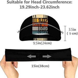 Honge Eat Sleep Skateboard Repeat Sports Headband Head Scarf for Running Yoga Basketball, Gym, Ourtdoor Indoor Activities