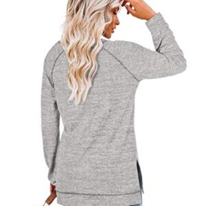 Aokosor Womens Tops 2024 Trendy Oversized Casual Sweaters Long Sleeve Shirts Light Grey L