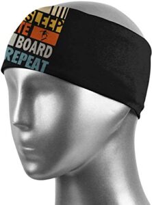 honge eat sleep skateboard repeat sports headband head scarf for running yoga basketball, gym, ourtdoor indoor activities