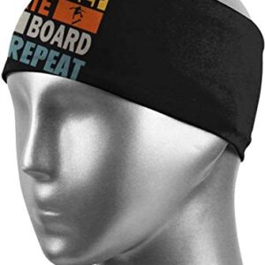 Honge Eat Sleep Skateboard Repeat Sports Headband Head Scarf for Running Yoga Basketball, Gym, Ourtdoor Indoor Activities