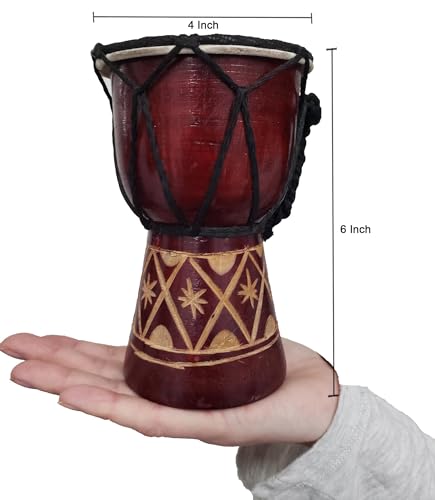 Djembe Drum Carved Bongo African inspired music also a unique gifting idea. Carver Abstract Elephant Giraffe Turtle. (6 Inch, Elephant)